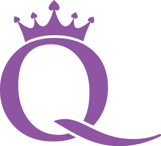 Royal queen letters and crown logo Royalty Free Vector Image