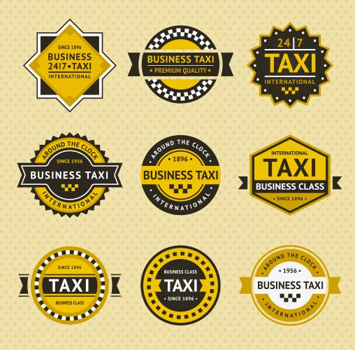 Taxi logos label badge templates design Royalty Free Vector