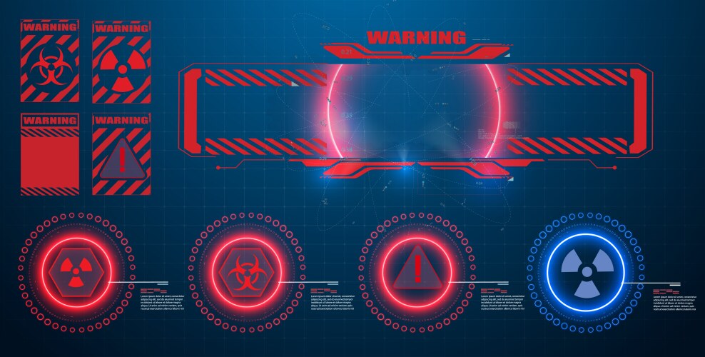 Danger and dangerous zone warning red frames hud Vector Image