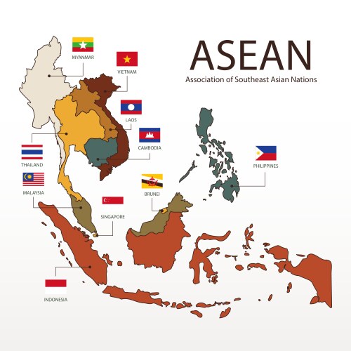 Asean map Royalty Free Vector Image - VectorStock