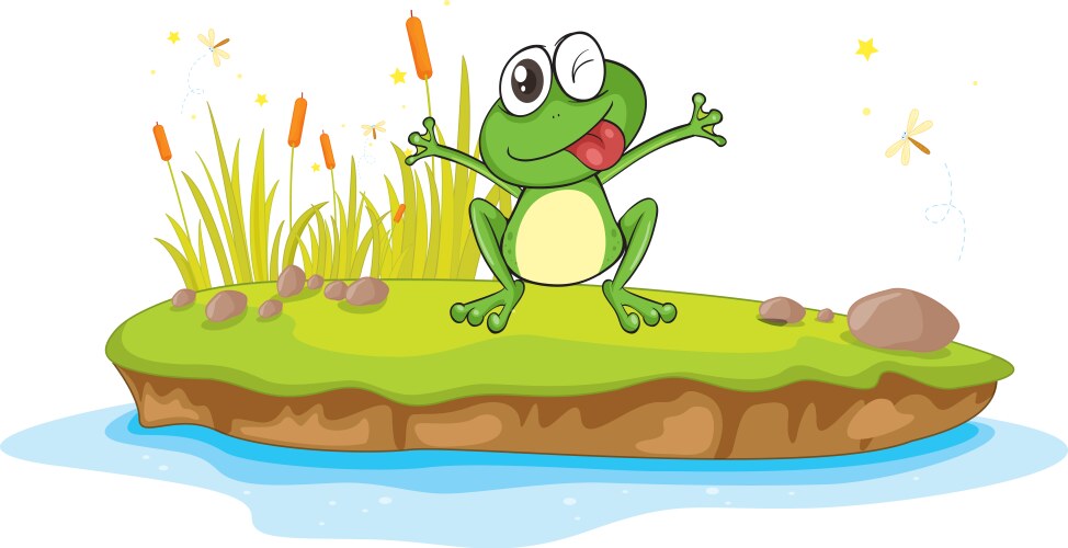 A cute little happy frog prince Royalty Free Vector Image