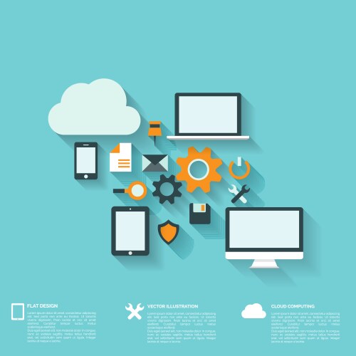 Flat abstract background with web icons interface Vector Image
