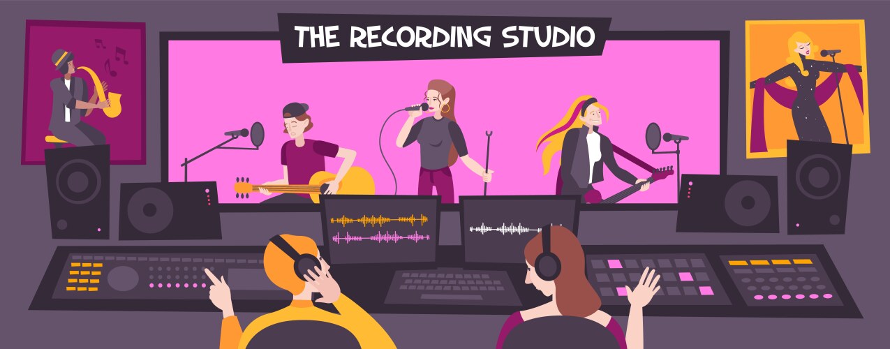 Singer in recording studio Royalty Free Vector Image