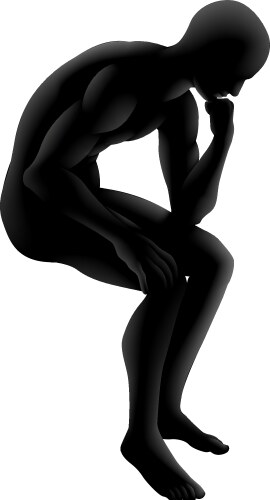 Cartoon chimp in thinker profile Royalty Free Vector Image