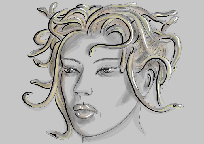 Medusa greek myth creature engraving Royalty Free Vector