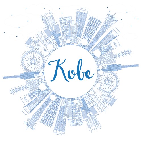 Kobe japan city skyline with color buildings Vector Image