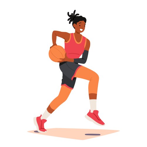 Basketball athletes female character dribble Vector Image