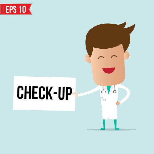 Doctor with sign - check up Royalty Free Vector Image