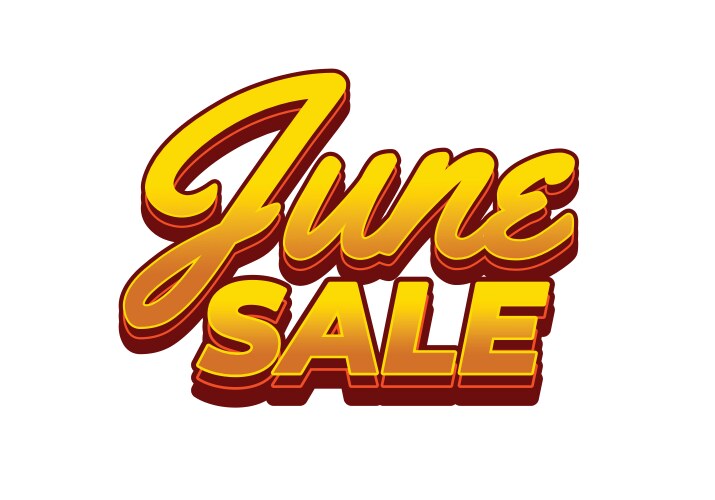 June sale text effect in 3 dimensions style Vector Image