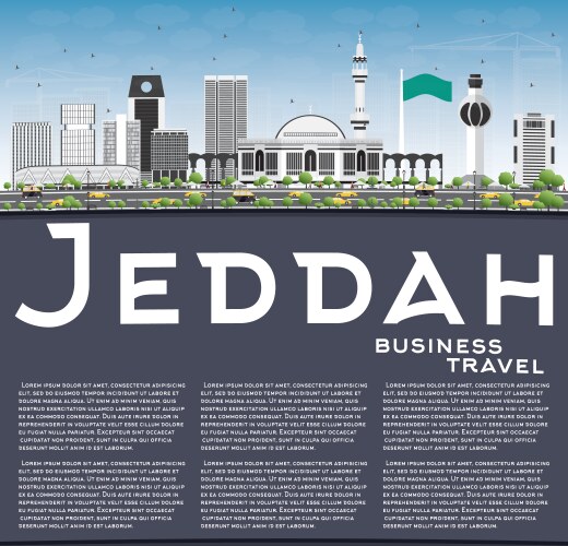 Jeddah saudi arabia city skyline with color Vector Image