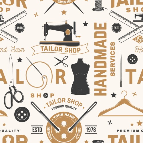 Tailor Shop Pattern - Sewing Background Royalty Free Vector