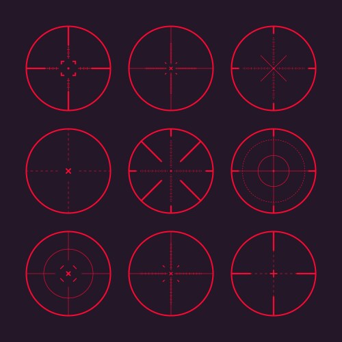 Various sniper rifle night sights weapon optical Vector Image