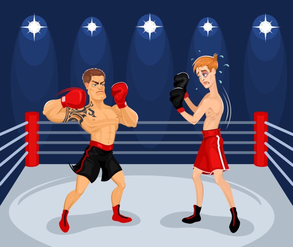 Boxing match in ring Royalty Free Vector Image