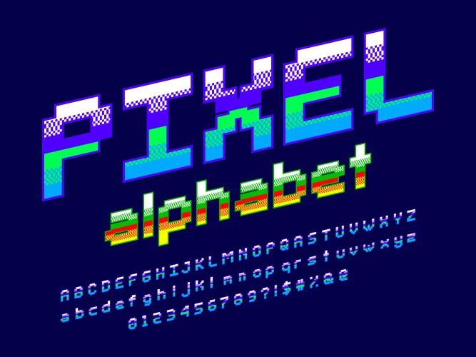 Pixel font Royalty Free Vector Image - VectorStock