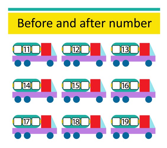 What comes before and after math worksheets Vector Image