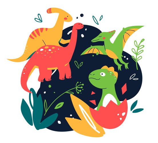 Different dinosaurs - set flat design style Vector Image