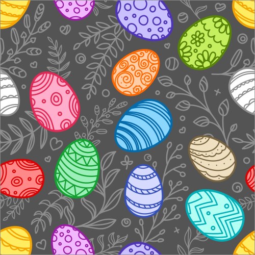 Wooden background with color easter eggs Vector Image