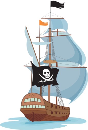 Front view of a pirate ship cartoon clip art Vector Image