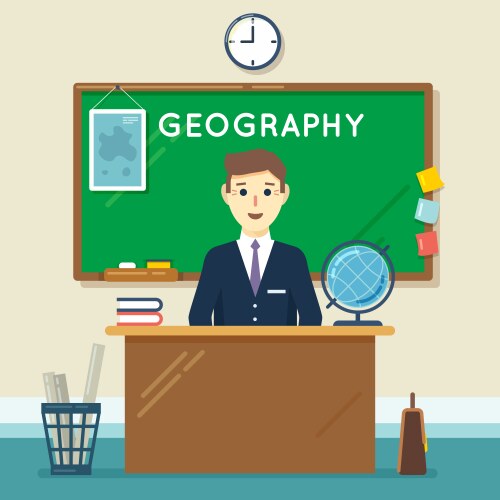 Geography teacher and education school concept Vector Image