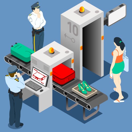 Isometric infographic security check Royalty Free Vector