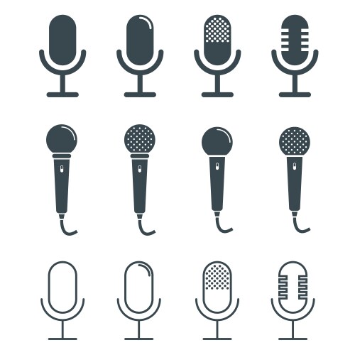Different microphones icons Royalty Free Vector Image