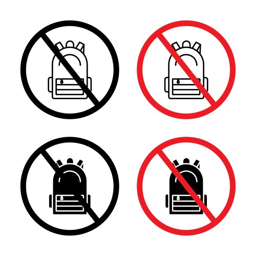 No backpacks allowed sign icon set prohibition Vector Image