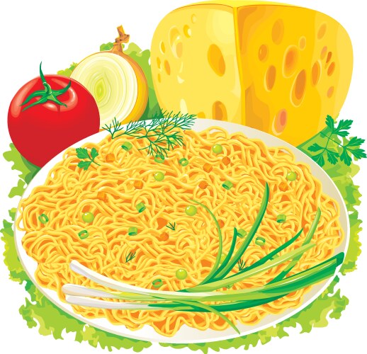 Spaghetti in a plate Royalty Free Vector Image