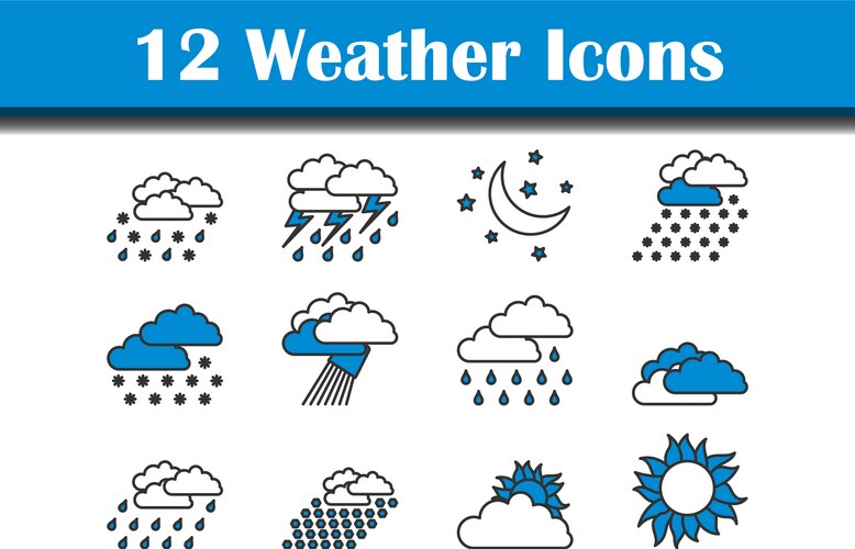Cute cartoon weather elements with names Vector Image