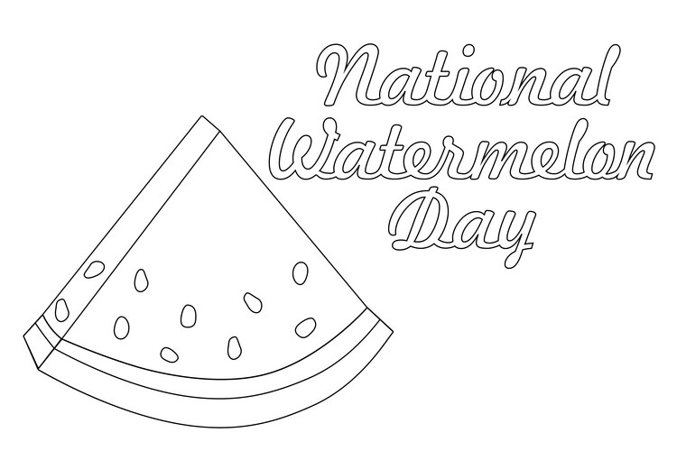 National watermelon day coloring page Royalty Free Vector