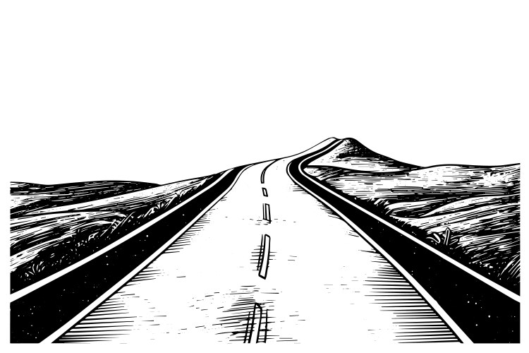 Simple road hand drawn ink sketch highway Vector Image