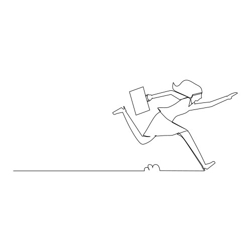 Continuous line drawing of a woman raising her Vector Image