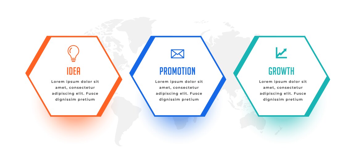 Modern three step infographic sequence chart Vector Image