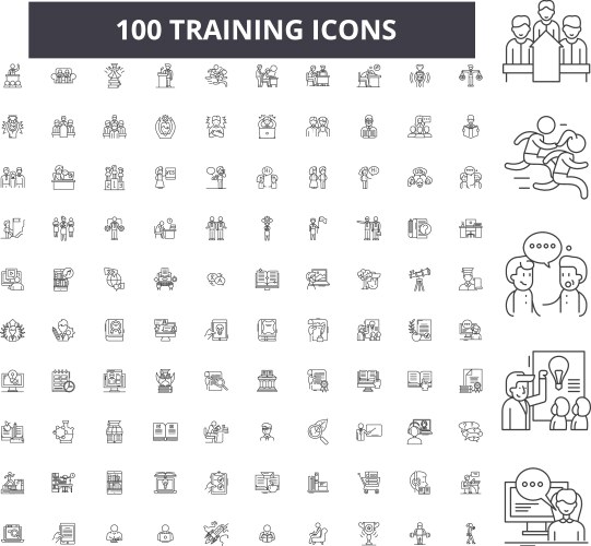 Leadership training line icons and signs Vector Image