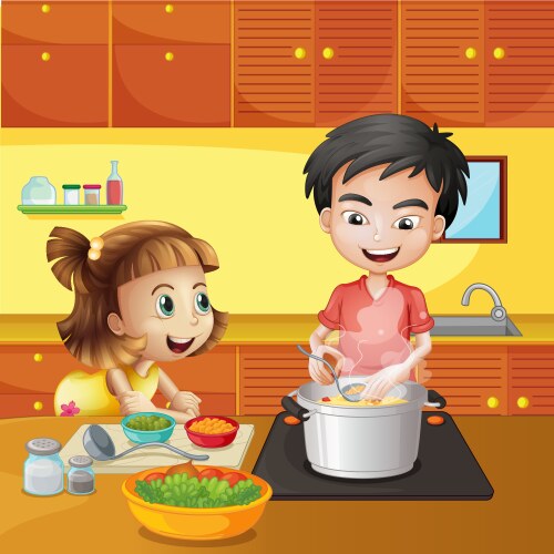 Happy Mom Cooking Royalty Free Vector Image - VectorStock