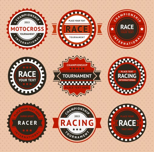Racing badges - vintage style big green set Vector Image