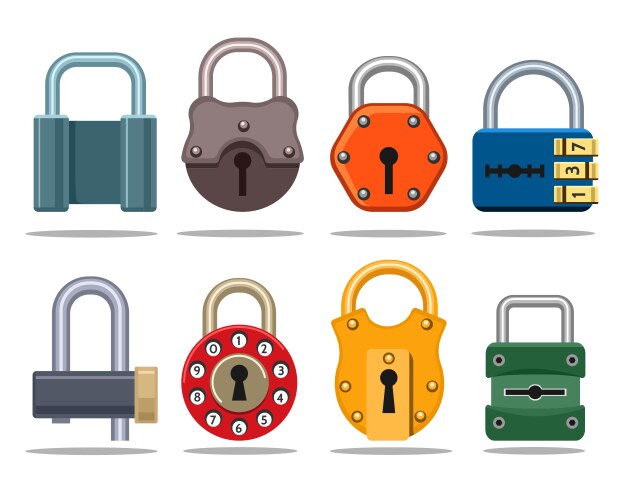 Colorful locks arranged diagonally lock features Vector Image