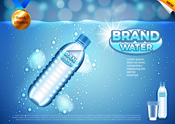 Pure sparkling water ad plastic bottle Royalty Free Vector