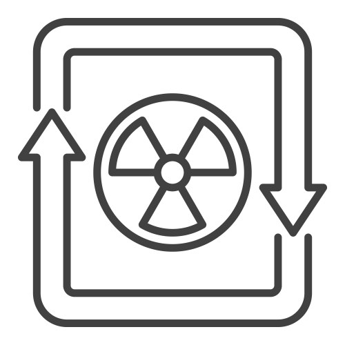 Arrow with radiation danger zone thin line round Vector Image