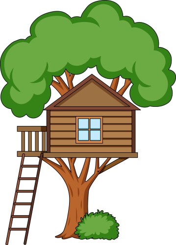 Beautiful tree house cartoon Royalty Free Vector Image