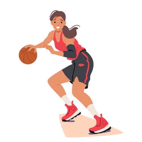 Basketball athletes female character dribble Vector Image