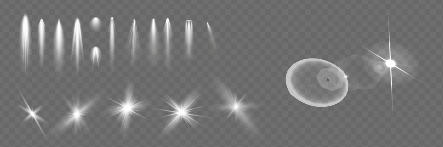 Light effect set glow isolated white transparent Vector Image