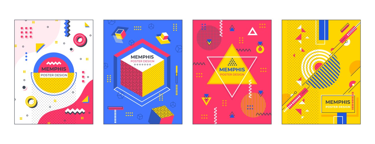 Modern aesthetic geometric memphis banners cards Vector Image