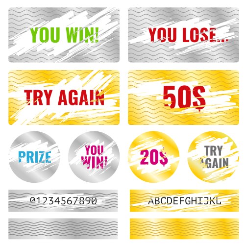 Lottery winning ticket and scratch cards Vector Image