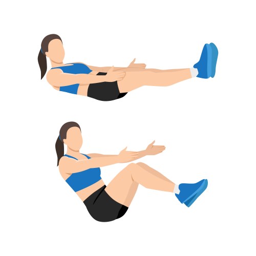 Woman doing the suitcase sit up exercise Vector Image