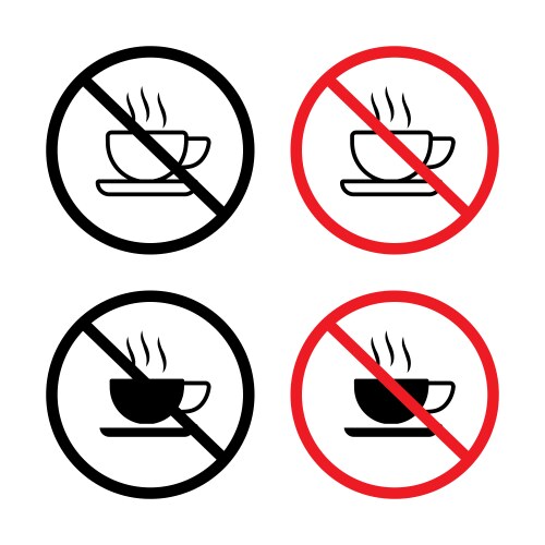 No coffee cup sign icon set prohibition Royalty Free Vector
