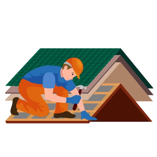 Roof construction worker repair home build Vector Image