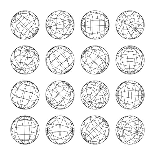 Wireframe shapes lined sphere perspective mesh Vector Image