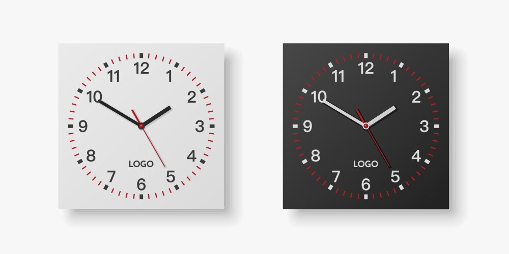 3d realistic square wall office clock Royalty Free Vector