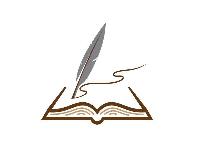 Quill plume in papers write an open book Vector Image
