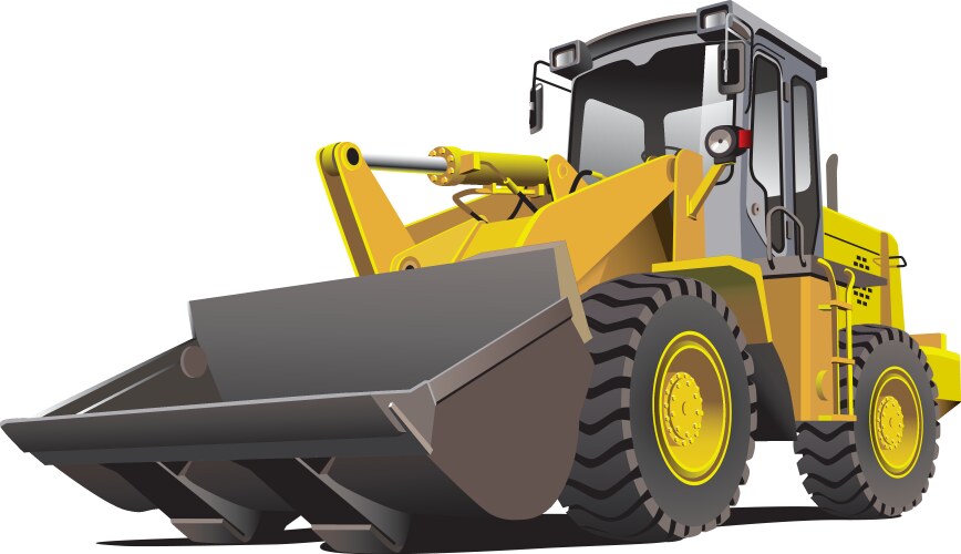 Cartoon wheel front loader bulldozer with shovel Vector Image